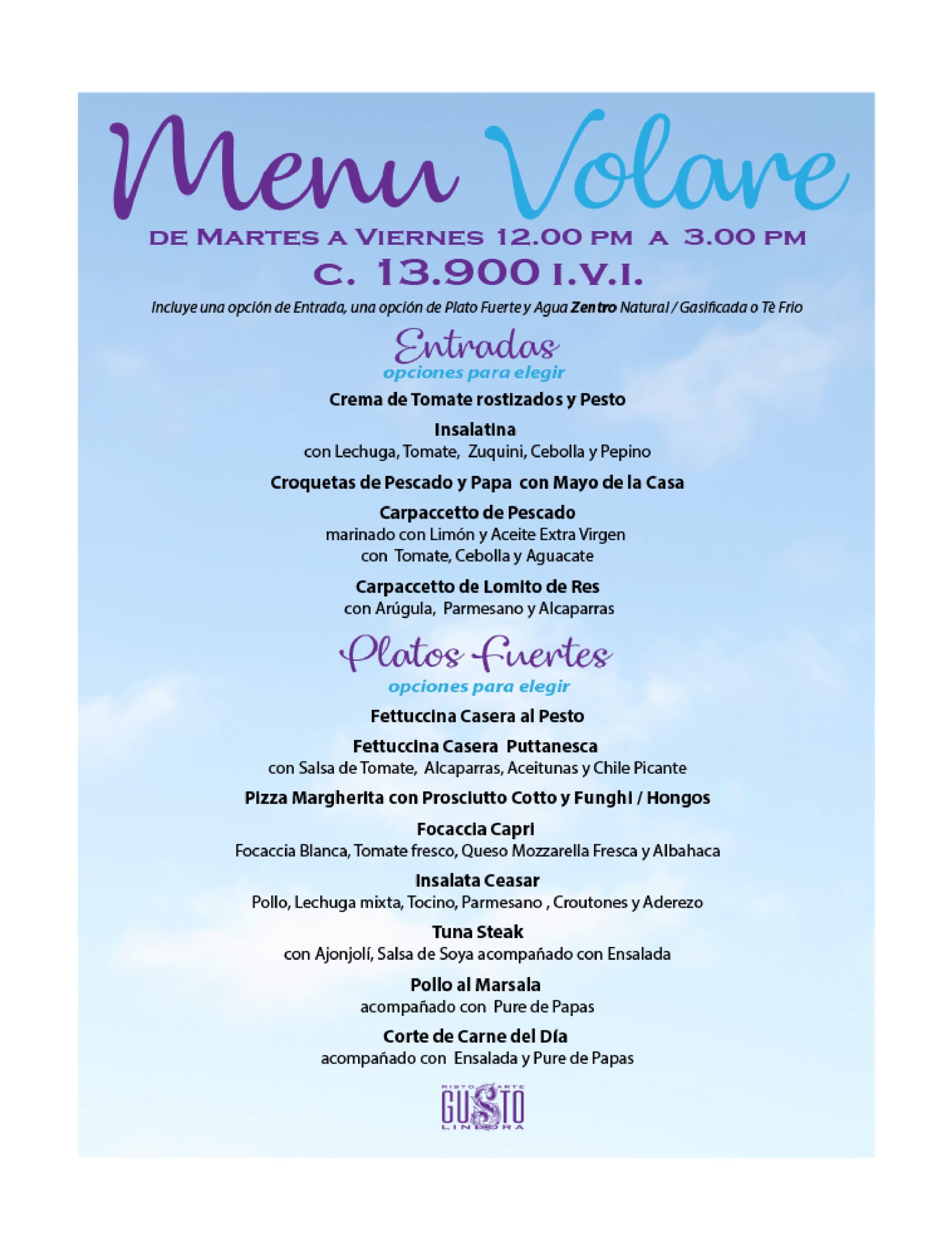 Nuestro menú - Gusto Lindora